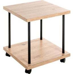 HAKU Beistelltisch, quadratisch, melaminharzbeschichtet, 4 Lenkrollen (2 feststellbar), B 400 x T 400 x H 450 mm, schwarz/Eiche hell
