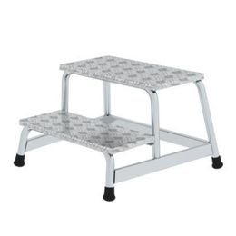 Munk Arbeitspodest, Aluminium, verschwei&szlig;te Rohrkonstruktion, Warzenblechstufen, rutschfest, Bis 150 kg, Trittfl&auml;che B 550 x T 300 mm, 2-stufig