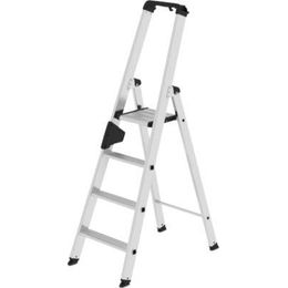 Munk Stufen-Stehleiter, Aluminium, einseitig begehbar, geriffelte Stufen, bis 150 kg, nivello&reg; Leiterschuhe, 4 Stufen