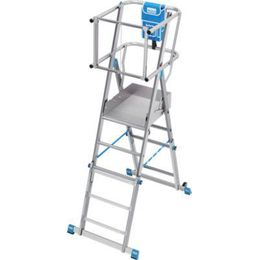 Krause STABILO SkyMatic 1x3&ndash;1x5 Teleskop-Plattformleiter, fahrbar, ClickMatic, Plattform 600x500 mm, Gel&auml;nder, AH 2,80&ndash;3,30 m