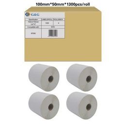 G&G Etiketten G&G, kompatibel zu Zebra 87000, 100 x 50 mm, selbstklebend, Thermopapier, wei&szlig;, 4 x 1300 St&uuml;ck