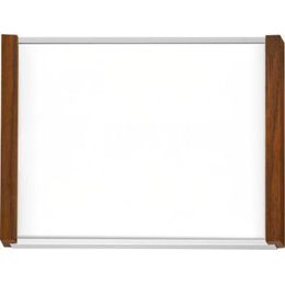 moedel T&uuml;rschild LMH, DIN A6, individuell beschriftbar, Polyester-Abdeckung, Klebemontage, B 159,5 x H 105,5 mm, silber/Nussbaum