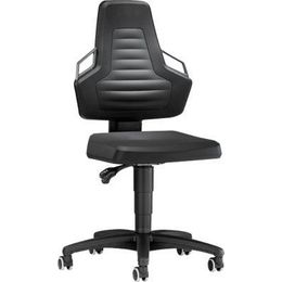 Arbeitsdrehstuhl, Rollen, PU-Schaum schwarz, Griffe grau