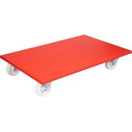 Transportroller Wagner MM 1695, bis 300 kg, Anti-Rutsch-Belag, Hart-R&auml;der, L 780 x B 500 mm, FSC&reg;-Multiplexplatte, rot