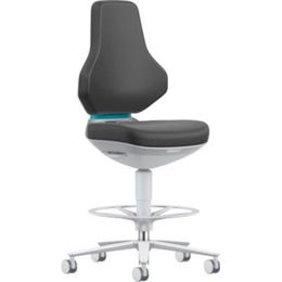 bimos Hightech- und Reinraumdrehstuhl Texon 4, Skintec schwarz, Sitz-Stopp-Rollen u. Fu&szlig;ring