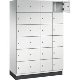 C+P Schlie&szlig;fachschrank Cambio, 4 Abteile, 24 F&auml;cher, mit Sockel, B 1200 x T 525 x H 1980 mm, lichtgrau