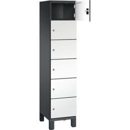 C+P Schlie&szlig;fachschrank Cambio, 1 Abteil, 6 F&auml;cher, auf F&uuml;&szlig;en, B 400 x T 525 x H 1980 mm, schwarzgrau/wei&szlig;