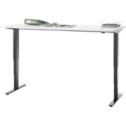 Schreibtisch, elektrisch h&ouml;henverstellbar, T-Fu&szlig; ohne Traverse, B 1800 x T 800 x H 605&ndash;1265 mm, wei&szlig;/schwarz