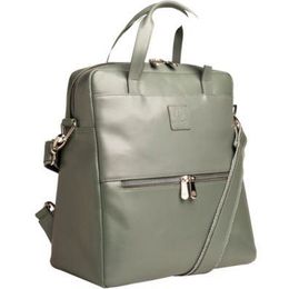 Exacompta Lady Exactive Laptoprucksack Grau aus Rindsleder, bis 14" gepolstert, 3 Tragearten, wasserabweisend, silberne Beschl&auml;ge