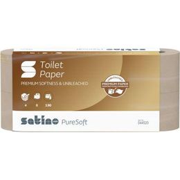 satino Toilettenpapier PureSoft, 4-lagig, mit Pr&auml;gung, L 18 m x B 94 mm, 100 % Recycling-Karton, soft beige, 8 x 130 Blatt