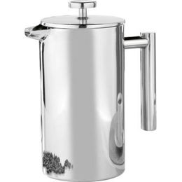 Kaffeebereiter, rund, doppelwandig, Volumen 1 l, sp&uuml;lmaschinenfest, &Oslash; 105 x H 220 mm, Edelstahl poliert, silber