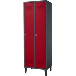Sch&auml;fer Shop Sch&auml;fer Shop Genius Kleiderspind mit F&uuml;&szlig;en, 2 Abteile, 300 mm Abteilbreite, Zylinderschloss, anthrazit/rubinrot