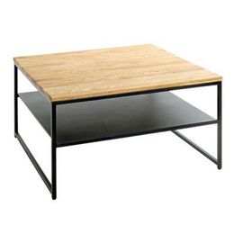 HAKU Couchtisch, quadratisch, Stahlrohr pulverbeschichtet, Massivholz Eiche, pulverbeschichtet, B 700 x T 700 x H 400 mm, schwarz/Eiche