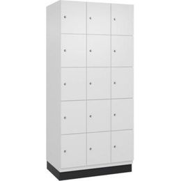 C+P Schlie&szlig;fachschrank Cambio, 3 Abteile, 15 F&auml;cher, mit Sockel, B 900 x T 525 x H 1980 mm, verkehrswei&szlig;