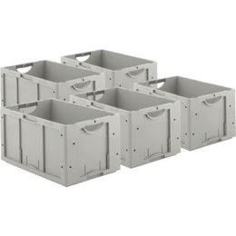 Sch&auml;fer Shop Euro Box Serie LTB 6320, aus Polypropylen, Inhalt 61,7 l, ohne Deckel, L 600 x B 400 x H 320 mm, grau, 5 St&uuml;ck