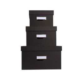 Exacompta OfficeByMe Aufbewahrungsboxen 3er Set Schwarz, A4+/A5++/A6++, FSC-Karton, plastikfrei, Etikettenhalter