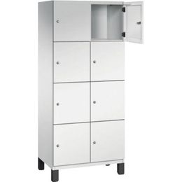 C+P Schlie&szlig;fachschrank Cambio, 2 Abteile, 8 F&auml;cher, auf F&uuml;&szlig;en, B 800 x T 525 x H 1980 mm, lichtgrau
