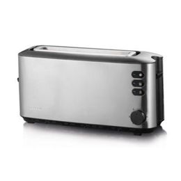 Severin Langschlitz-Toaster AT 2515, 1.000 W, Brotscheibenzentrierung, Br&ouml;tchen‑R&ouml;staufsatz, Auftauen/Aufw&auml;rmen, Kr&uuml;melschublade, B 380 x H 184 x T 125 mm, Silber