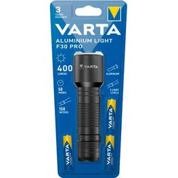 LED-Taschenlampe Varta Aluminium Light F30 Pro, 400 lm, 150 m Reichweite, bis 50 h, inkl. 3 AAA Batterien, ⌀ 36 x H 129 mm, Aluminium, schwarz