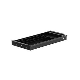 Zubeh&ouml;rschublade f&uuml;r Schreibtische, klein, abschlie&szlig;bar, herausziehbare Metallschienen/Tablett-Einsatz, B 528 x T 265 x H 50 mm, Stahl lackiert, schwarz