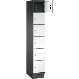 C+P Schlie&szlig;fachschrank Cambio, 1 Abteil, 6 F&auml;cher, mit Sockel, B 300 x T 525 x H 1980 mm, schwarzgrau/wei&szlig;
