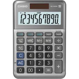 Casio Tischrechner MS-100FM, 10 Stellen, LC-Display, Steuerberechnung, Gewinnermittlung, Batterie-/Solarbetrieb, B 101 x H 148,5 mm, grau