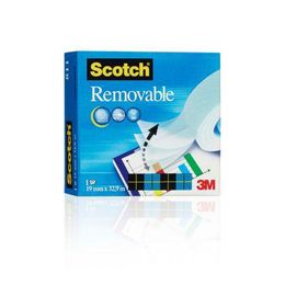 Scotch&reg; Klebeband Removable, wiederabl&ouml;sbar, wiederverwendbar, beschriftbar, 1 Rolle mit L 33 m x B 19 mm