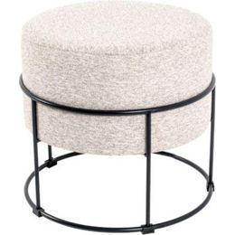 Hocker HAKU, gepolstert, B 480 x T 480 x H 430 mm, Stoff und Stahl, cremebeige-schwarz