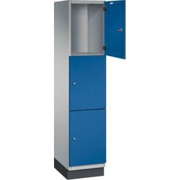 C+P Schlie&szlig;fachschrank Cambio, 1 Abteil, 3 F&auml;cher, mit Sockel, B 400 x T 525 x H 1980 mm, wei&szlig;aluminium/enzianblau