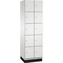 C+P Schlie&szlig;fachschrank Cambio, 2 Abteile, 10 F&auml;cher, mit Sockel, B 600 x T 525 x H 1980 mm, lichtgrau