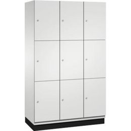 C+P Schlie&szlig;fachschrank Cambio, 3 Abteile, 9 F&auml;cher, mit Sockel, B 1200 x T 525 x H 1980 mm, lichtgrau