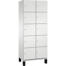 C+P Schlie&szlig;fachschrank Cambio, 2 Abteile, 10 F&auml;cher, auf F&uuml;&szlig;en, B 800 x T 525 x H 1980 mm, lichtgrau