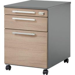 Sch&auml;fer Shop Sch&auml;fer Shop Select Rollcontainer SET UP, 1 Schublade, 1 Utensilienauszug, HR-Auszug, B 432 x T 580 x H 595 mm, graphit/eiche