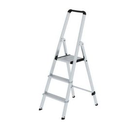 Munk Stufen-Stehleiter, Aluminium, 80 mm Stufen, max. 150 kg, rutschsicher, konische F&uuml;hrung, 235 mm Stufenabstand, 70&deg; Neigung, 3 Stufen