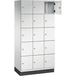 C+P Schlie&szlig;fachschrank Cambio, 3 Abteile, 15 F&auml;cher, mit Sockel, B 900 x T 525 x H 1980 mm, lichtgrau