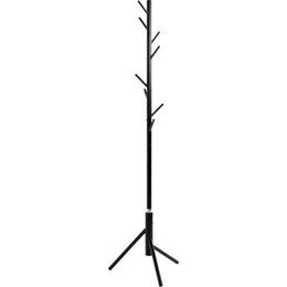 Garderobenst&auml;nder HAKU, 8 Haken mit jeweils 5 kg Tragkraft, &Oslash; 480 x H 1730 mm, Stahlrohr lackiert, schwarz