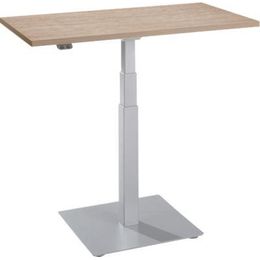 Sch&auml;fer Shop Beistelltisch Set Up, elektrisch h&ouml;henverstellbar, Monos&auml;ule, B 1000 x T 600 x H 635-1285 mm, Eiche/wei&szlig;alu