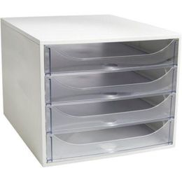 Exacompta ECOBOX Schubladenbox 4 Sch&uuml;be Kristall, A4/A4+, offene Front, leise, Sicherheitsstopp