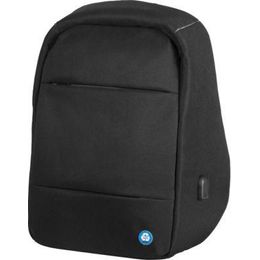 Laptop Rucksack Stop Ocean Plastic ANTIGUA RPET, f&uuml;r 1 Notebook bis 15,6" & 1 Tablet, Hauptfach & Rei&szlig;verschlussfach, USB-Ladeport, Sicherheitsfach, Recycling-PET, schwarz