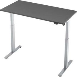 Schreibtisch, elektrisch h&ouml;henverstellbar, Rechteck, T-Fu&szlig;, B 1300 x T 650 x H 720-1200 mm, graphit/silber