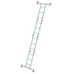 Munk Sprossen-Vielzweckleiter, Aluminium, Rechteckrohr-Holme, 4-fach geb&ouml;rdelte Sprossen, 150 kg Belastung, nivello&reg; Traversen, 350 mm breit, 4x3 Sprossen