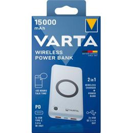 Wireless Powerbank Varta, Kabelloses Laden & Laden mit Kabel, Ladestandsanzeige, Li-Polymer-Batterie, B 100 x T 31 x H 195 mm, wei&szlig;