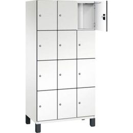 C+P Schlie&szlig;fachschrank Cambio, 3 Abteile, 12 F&auml;cher, auf F&uuml;&szlig;en, B 900 x T 525 x H 1980 mm, verkehrswei&szlig;/wei&szlig;