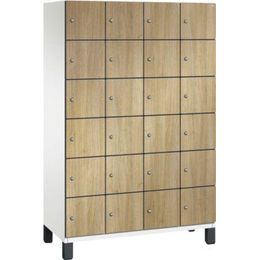 C+P Schlie&szlig;fachschrank Cambio, 4 Abteile, 24 F&auml;cher, mit Sockel, B 1200 x T 525 x H 1980 mm, verkehrswei&szlig;