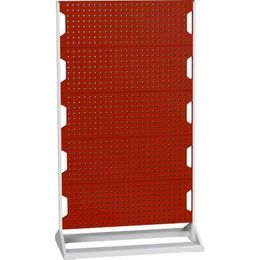 Bott station&auml;res Lochplatten-System Perfo Rack, 10 Lochplatten, B 1000 x T 550 x H 1775 mm, Stahl, lichtgrau RAL 7035/purpurrot RAL 3004