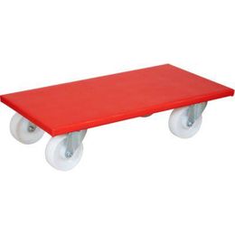 Transportroller Wagner MM 1690, bis 400 kg, Anti-Rutsch-Belag, Hart-R&auml;der, L 575 x B 300 mm, FSC&reg;-Multiplexplatte, rot