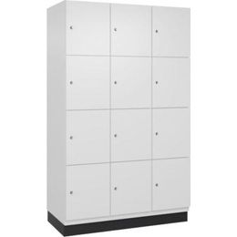 C+P Schlie&szlig;fachschrank Cambio, 3 Abteile, 12 F&auml;cher, mit Sockel, B 1200 x T 525 x H 1980 mm, verkehrswei&szlig;