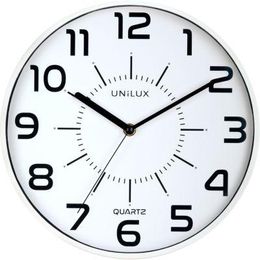 Unilux POP Wanduhr weiss, Durchmesser: 30,5 cm, Quarzuhrwerk, leise schleichende Zeiger, Batterie inklusive