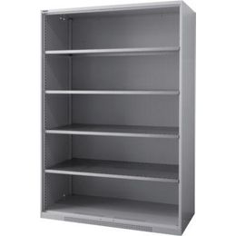Sch&auml;fer Shop Sch&auml;fer Shop Genius Regalschrank FS, Stahl, mit Bel&uuml;ftungsl&ouml;chern, B 1343 x T 620 x H 1950 mm, 5 OH, Wei&szlig;alu, bis 750 kg