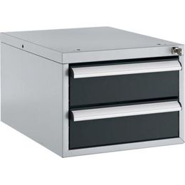 Sch&auml;fer Shop Sch&auml;fer Shop Pure Schubladenblock 411, f&uuml;r Arbeitstische AST31, links/rechts montierbar, 2 Sch&uuml;be, abschlie&szlig;bar, bis 50 kg, Stahl, wei&szlig;aluminium/anthrazit